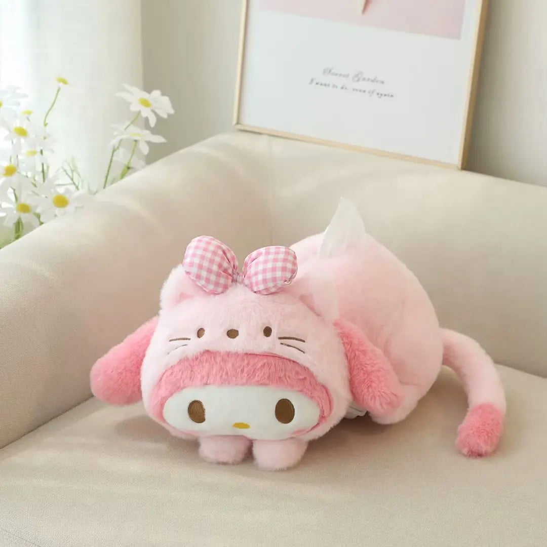 Sanrio Melody Kuromi Cinnamoroll Cat Series Plush Tissue Box Cute Soft ...