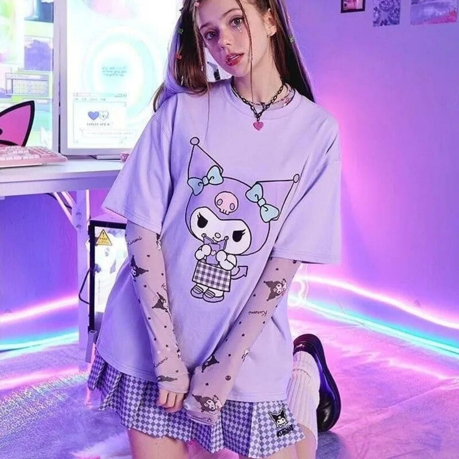 Sanrio Melody Kuromi Short Sleeve T-shirts Y2k Harajuku Japan Style ...