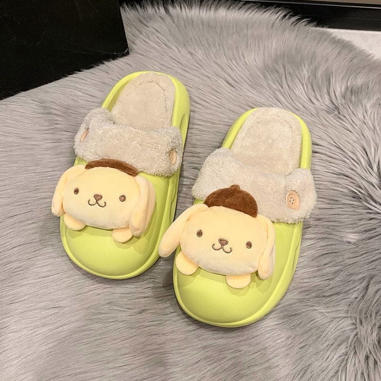 Sanrio Melody Kuromi Winter Slippers Cartoon Luxury Plush Home Shoes ...