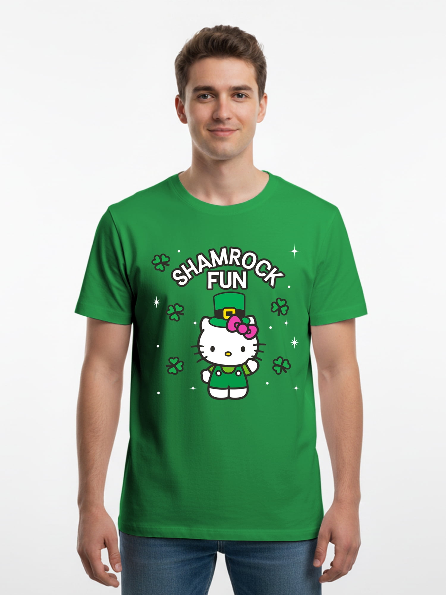 Sanrio, Men's & Big Men's St. Patrick's Day Graphic Tee, Shamrock Hello ...