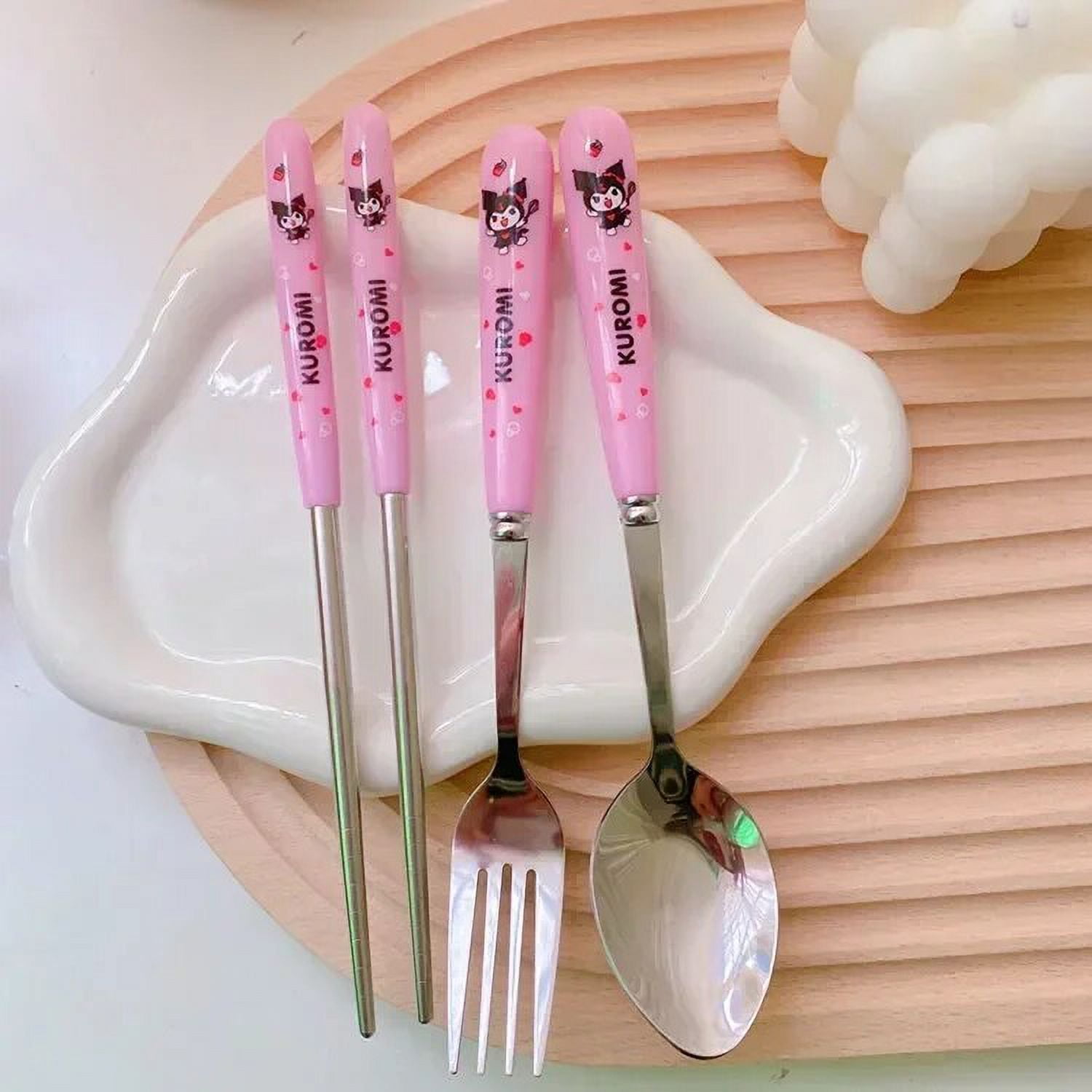 Sanrio My Melody Cinnamoroll Kuromi Hello Kitty Travel Portable Cutlery ...