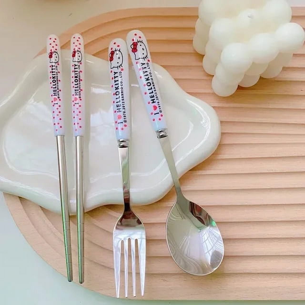 Sanrio My Melody Cinnamoroll Kuromi Hello Kitty Travel Portable Cutlery ...