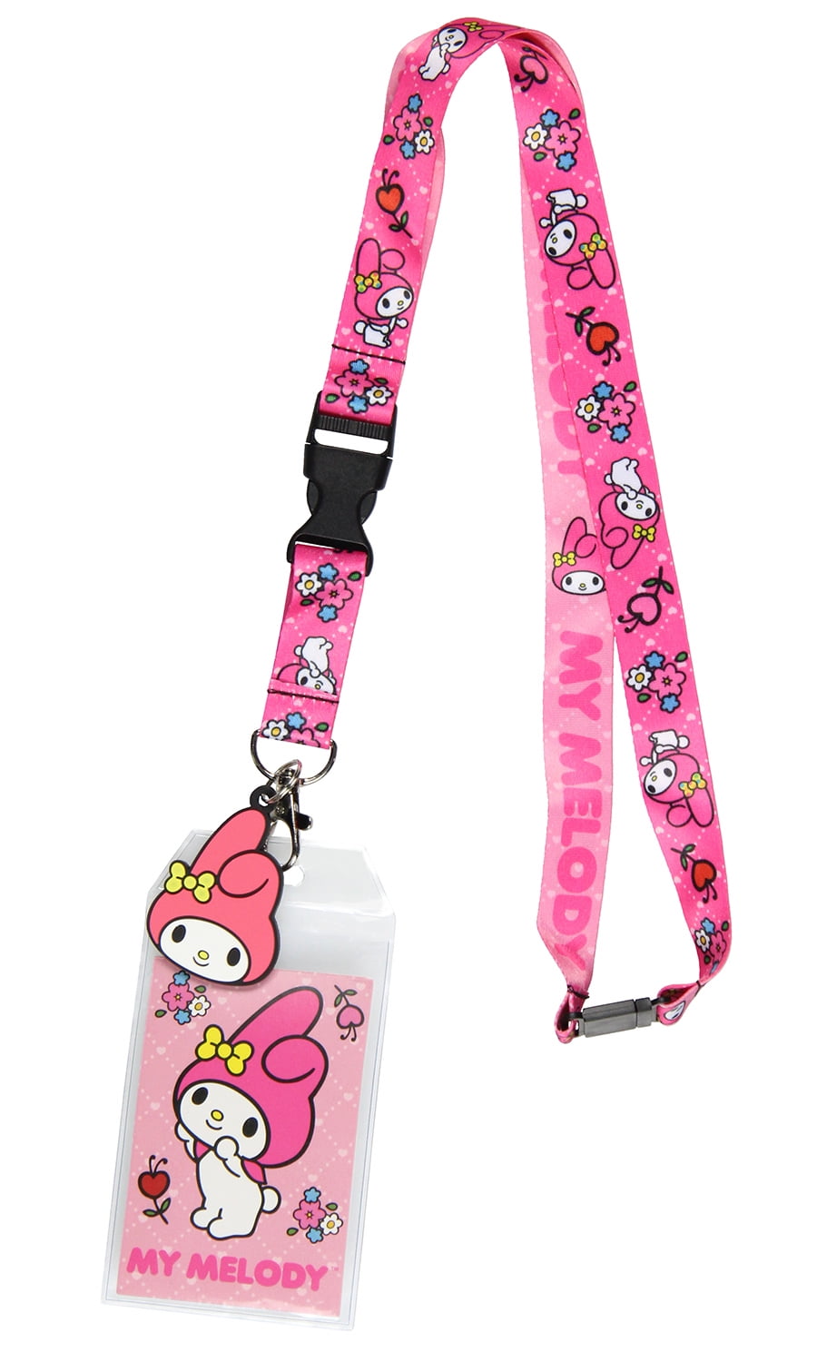 Sanrio My Melody ID Badge Holder Lanyard w/ 2" Character Head Rubber ...