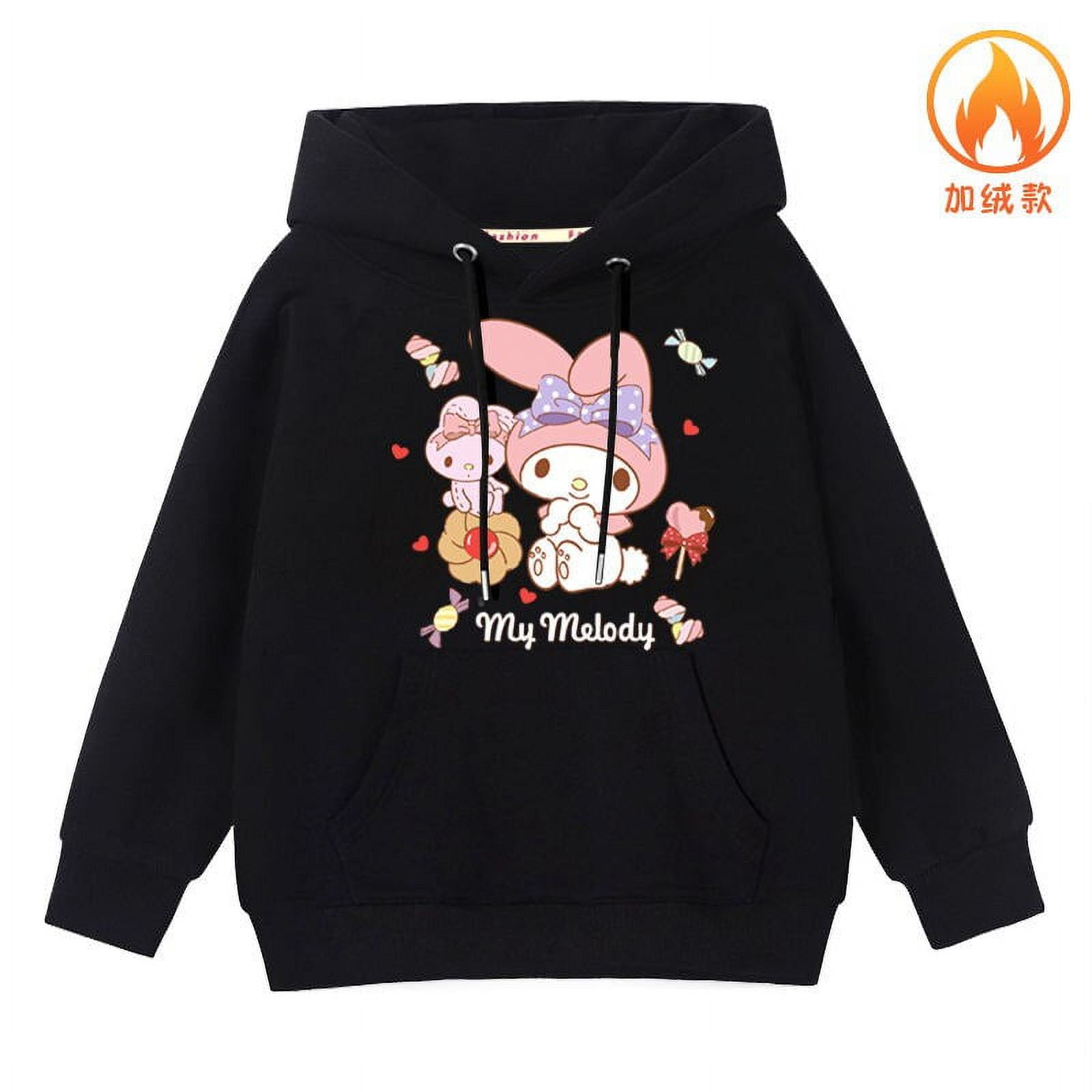 Sanrio My Melody Kuromi Kawaii Parent-child Outfit Hooded Sweater Plus ...