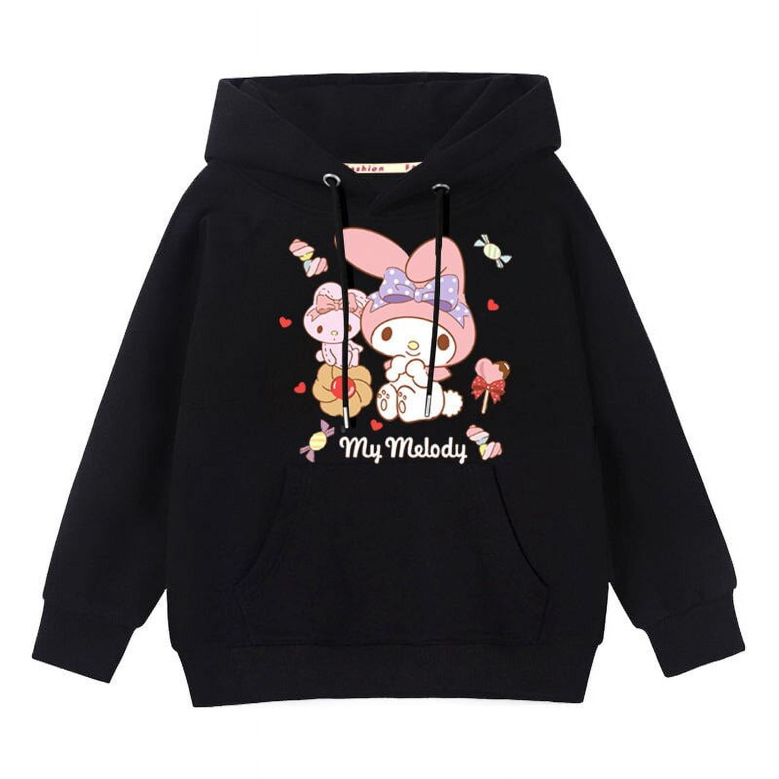 Sanrio My Melody Kuromi Kawaii Parent-child Outfit Hooded Sweater Plus ...