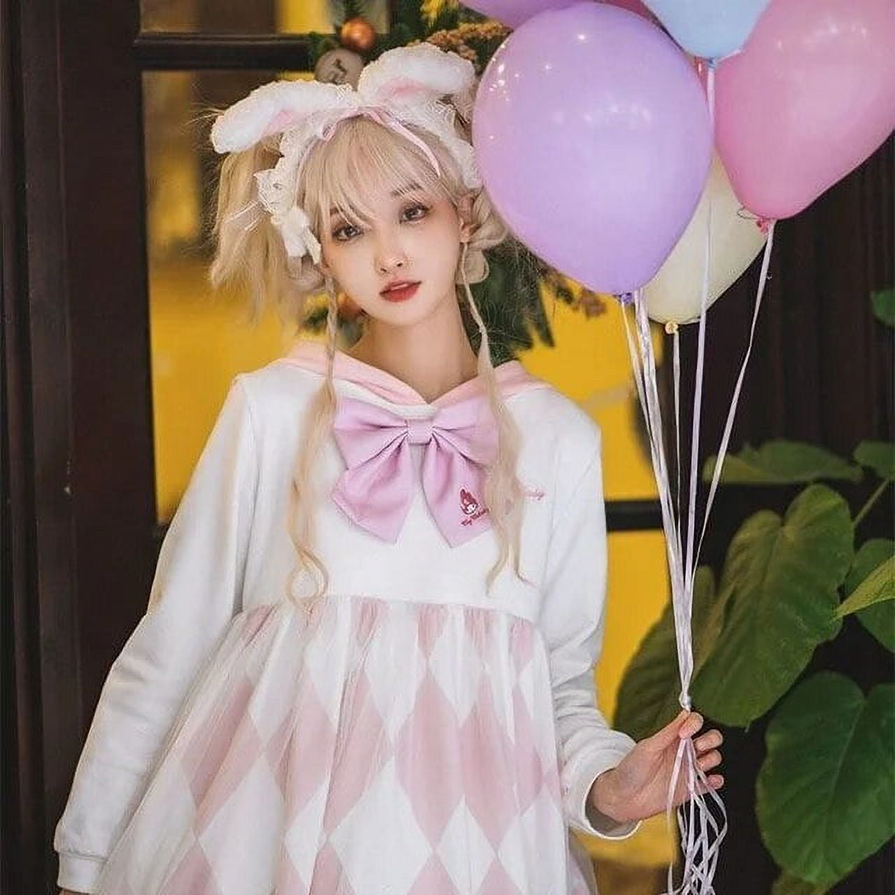 Sanrio My Melody Kuromi Y2k Clothes Lolita Long Sleeve Dress Hooded ...