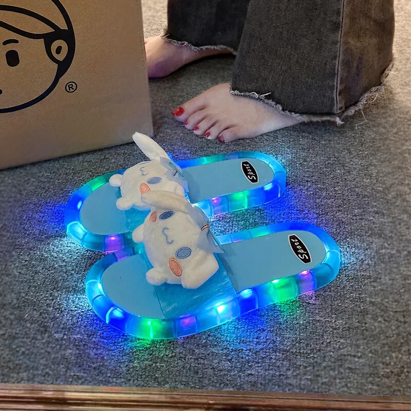 Sanrio My Melody LED Light-emitting Slippers Pompompurin Kawaii Cartoon ...