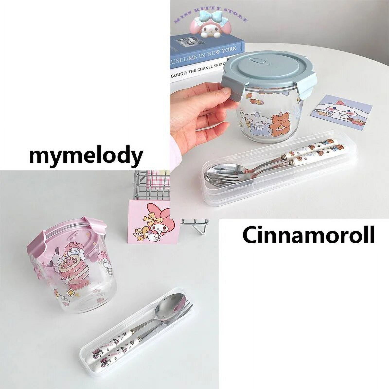 Sanrio Mymelody Cinnamoroll Breakfast Oatmeal Pink Glass Bowl Lunch Box ...