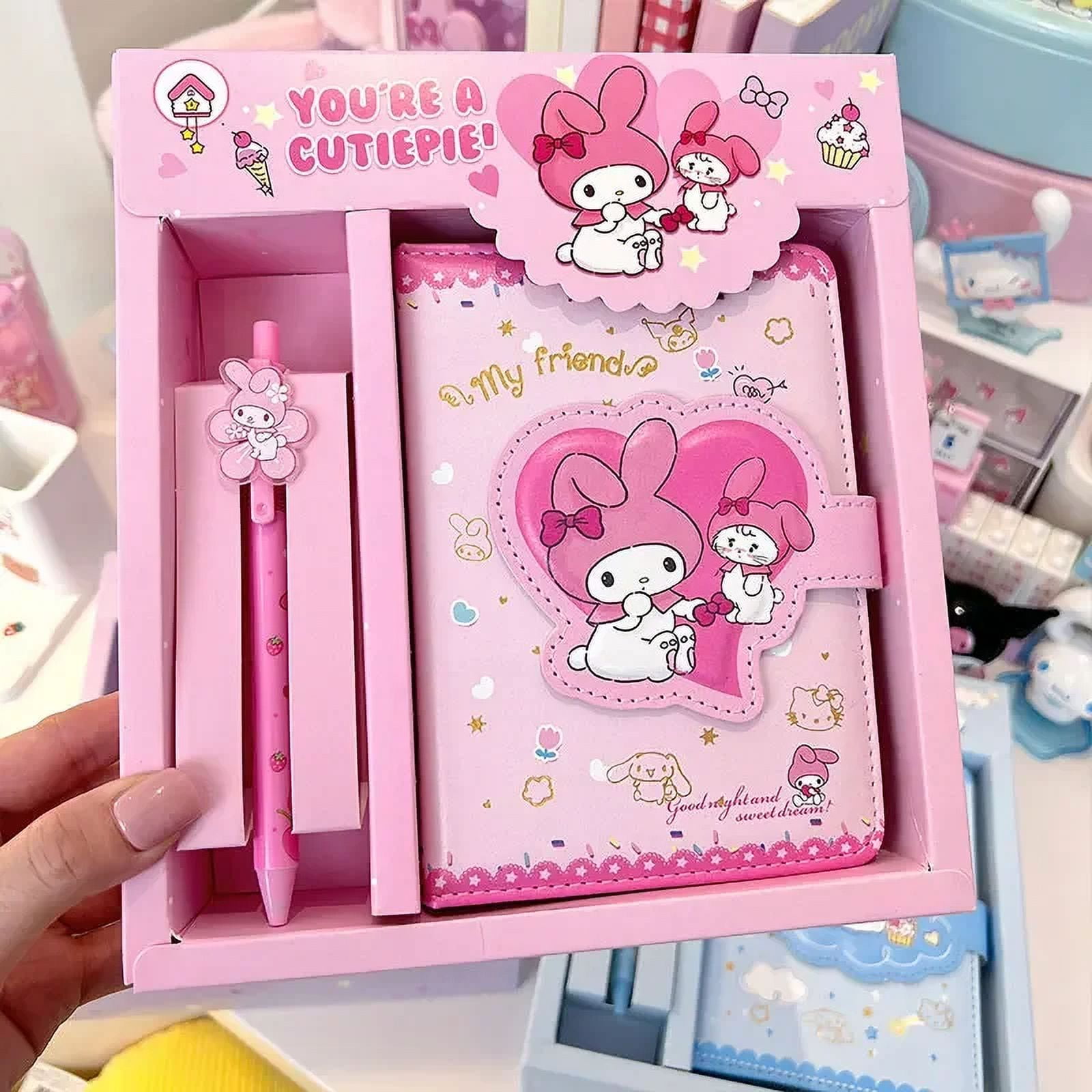 Sanrio Neutral Pen and Notebook Stationery Set HelloKitty Cinnamoroll Kuromi PomPomPurin Melody ...