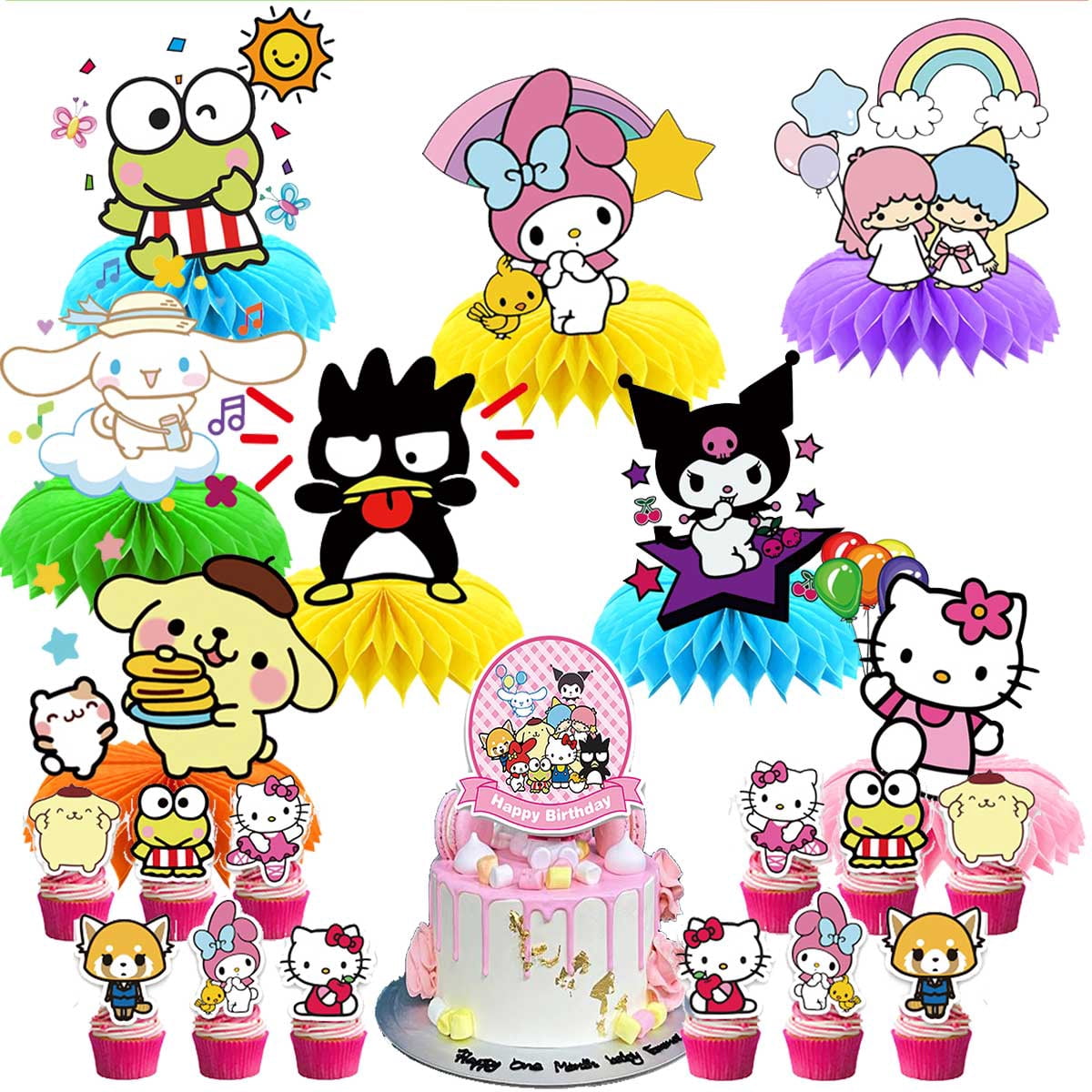Sanrio Party Decor Supplies Honeycomb Centerpieces Table Toppers Cake ...