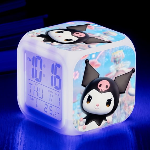 Sanrio Peripheral Kuromi LED Electronic Color-Changing Square Clock ...
