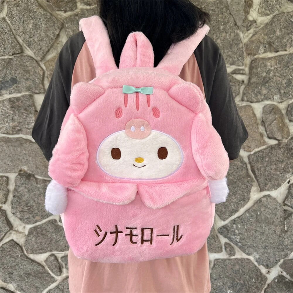 Sanrio Plush Bags Cinnamorol Kuromi Soft Stuffed Furry Handbags Kawaii ...