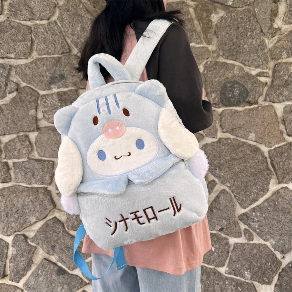 Sanrio Plush Bags Cinnamorol Kuromi Soft Stuffed Furry Handbags Kawaii ...