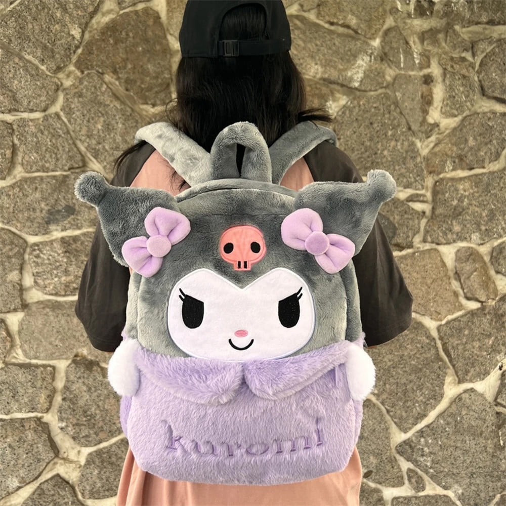 Sanrio Plush Bags Cinnamorol Kuromi Soft Stuffed Furry Handbags Kawaii ...