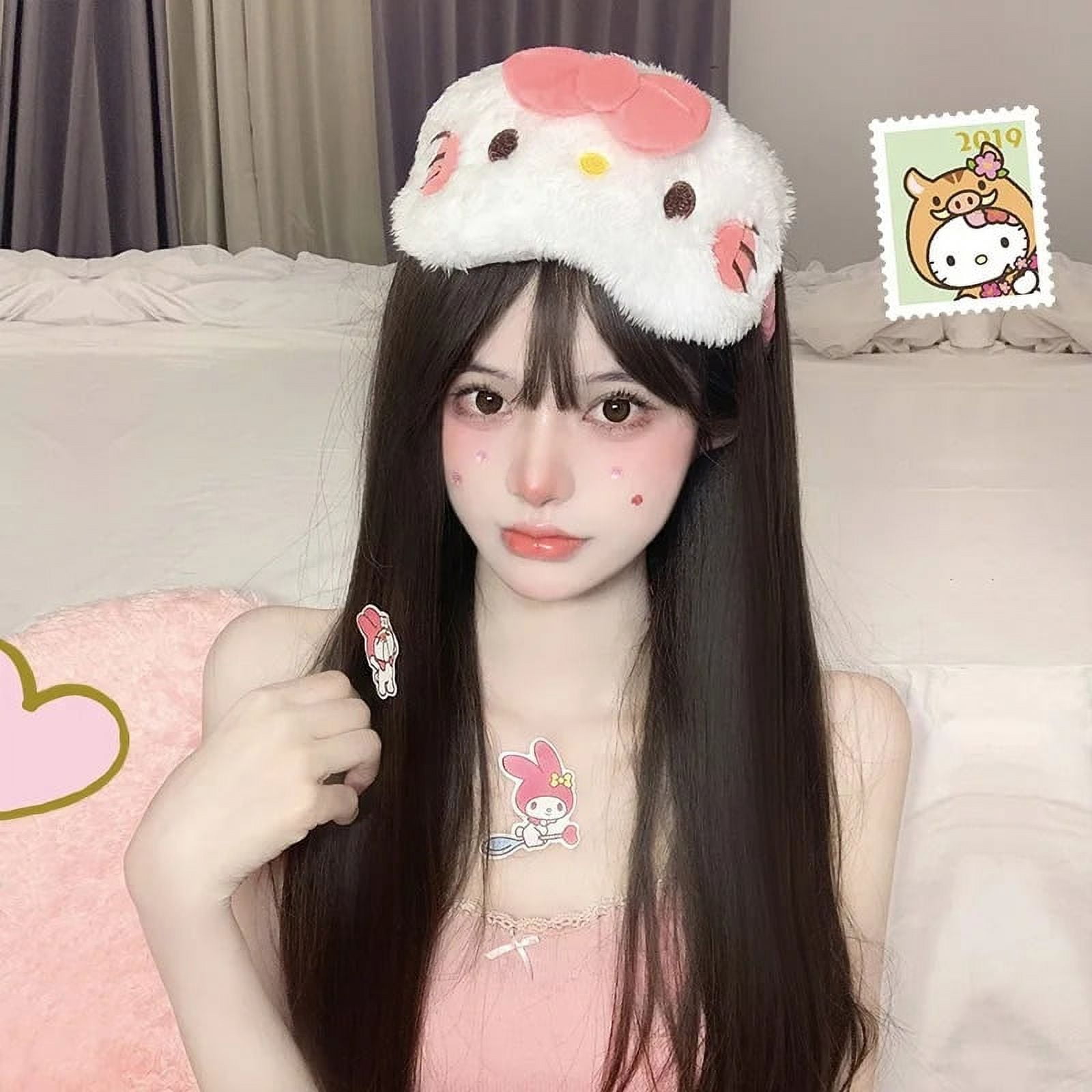 Sanrio Plush Eye Mask Hello Kitty Kuromi Mymelody Cinnamoroll Pachacco Pom Pom Purin Kawaii