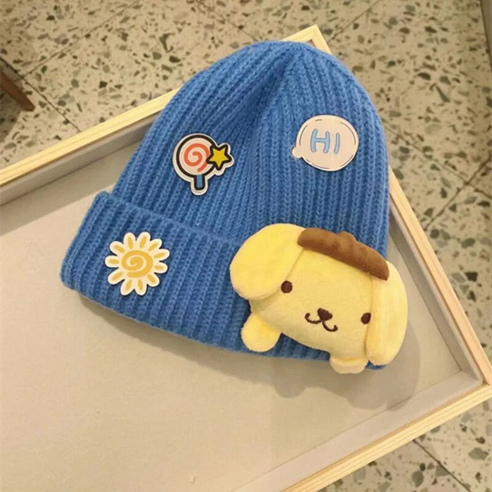 Sanrio Plush Knitted Hat Melody Cinnamoroll Kuromi Children Knitted Cap ...