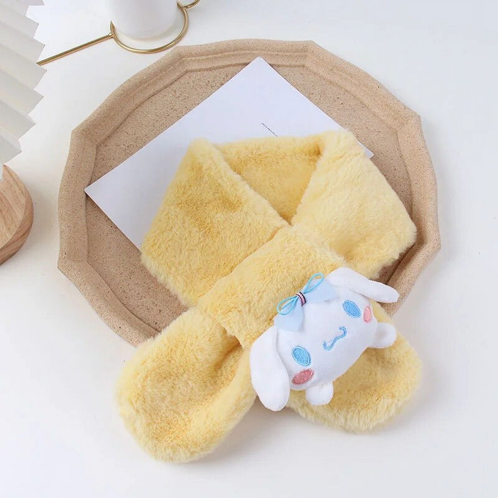 Sanrio Plush Scarf Thickened Hello Kitty Cinnamoroll Kuromi Pom Pom ...