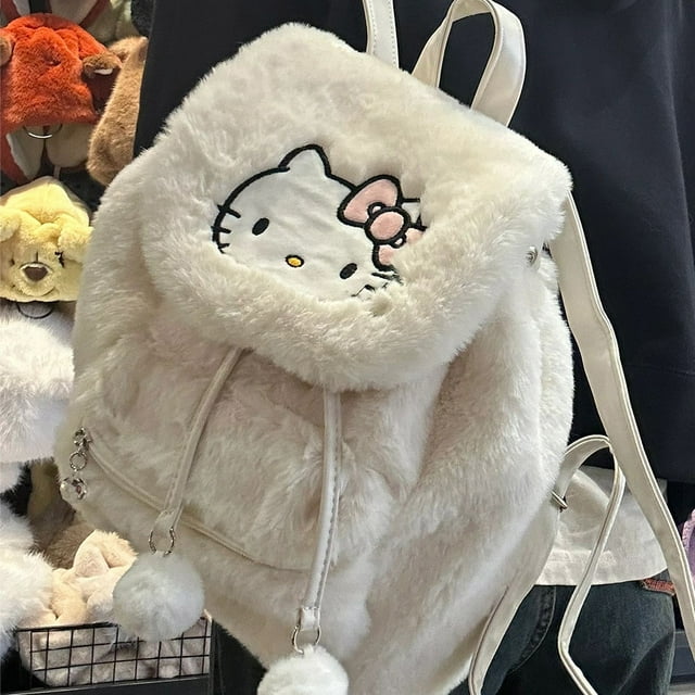 Sanrio Plush Schoolbag Hellokitty Kuromi Mymelody Pochacco Furry Bag ...