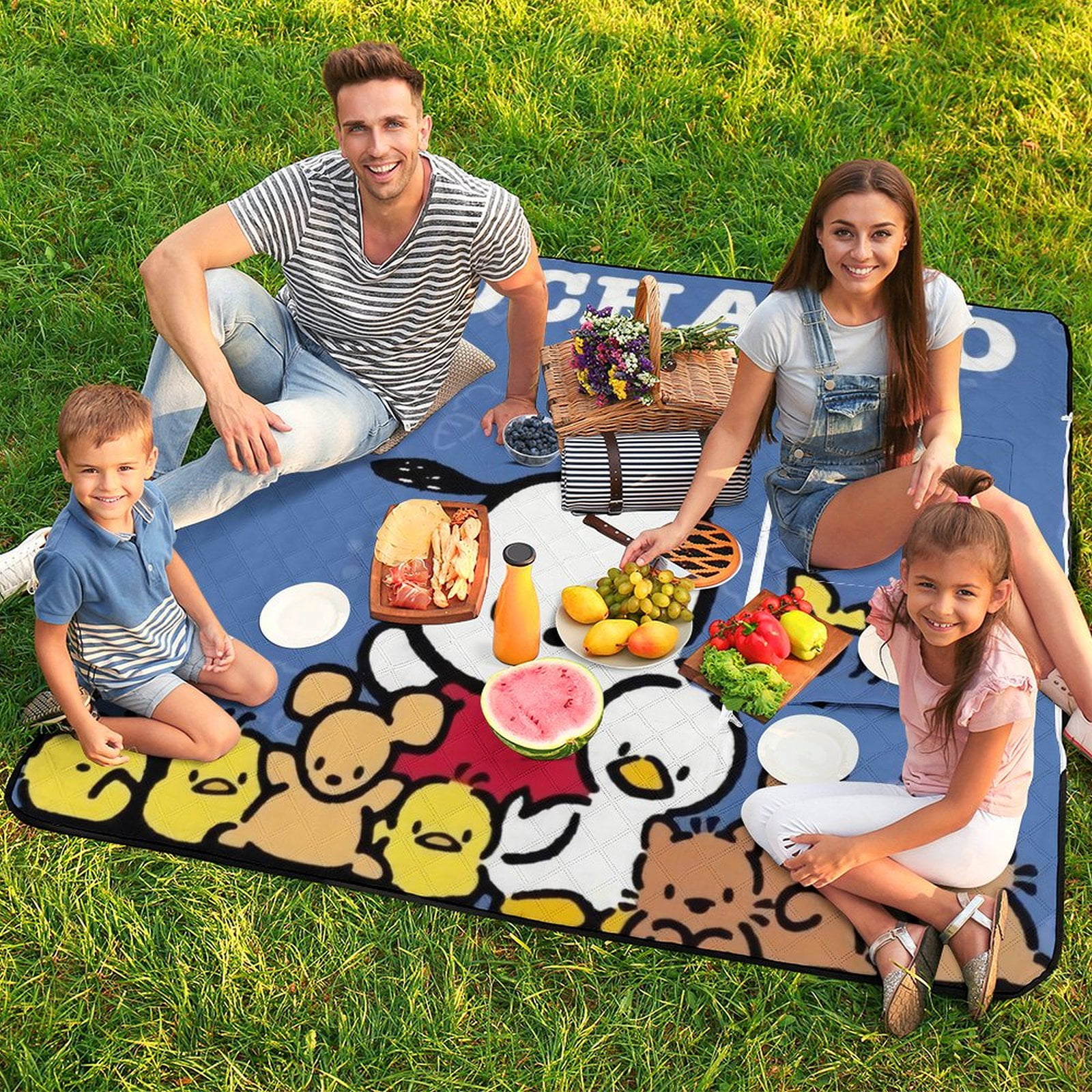 Sanrio-Pochacco Picnic Blanket Outdoor Extra Large Picnic Mat 59"X59 ...