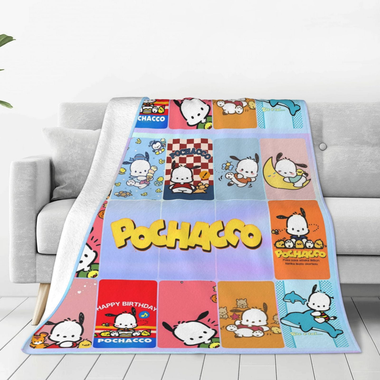 Sanrio Pochacco Throw Blanket Couch Bed Sofa Soft Lightweight Warm Cozy ...