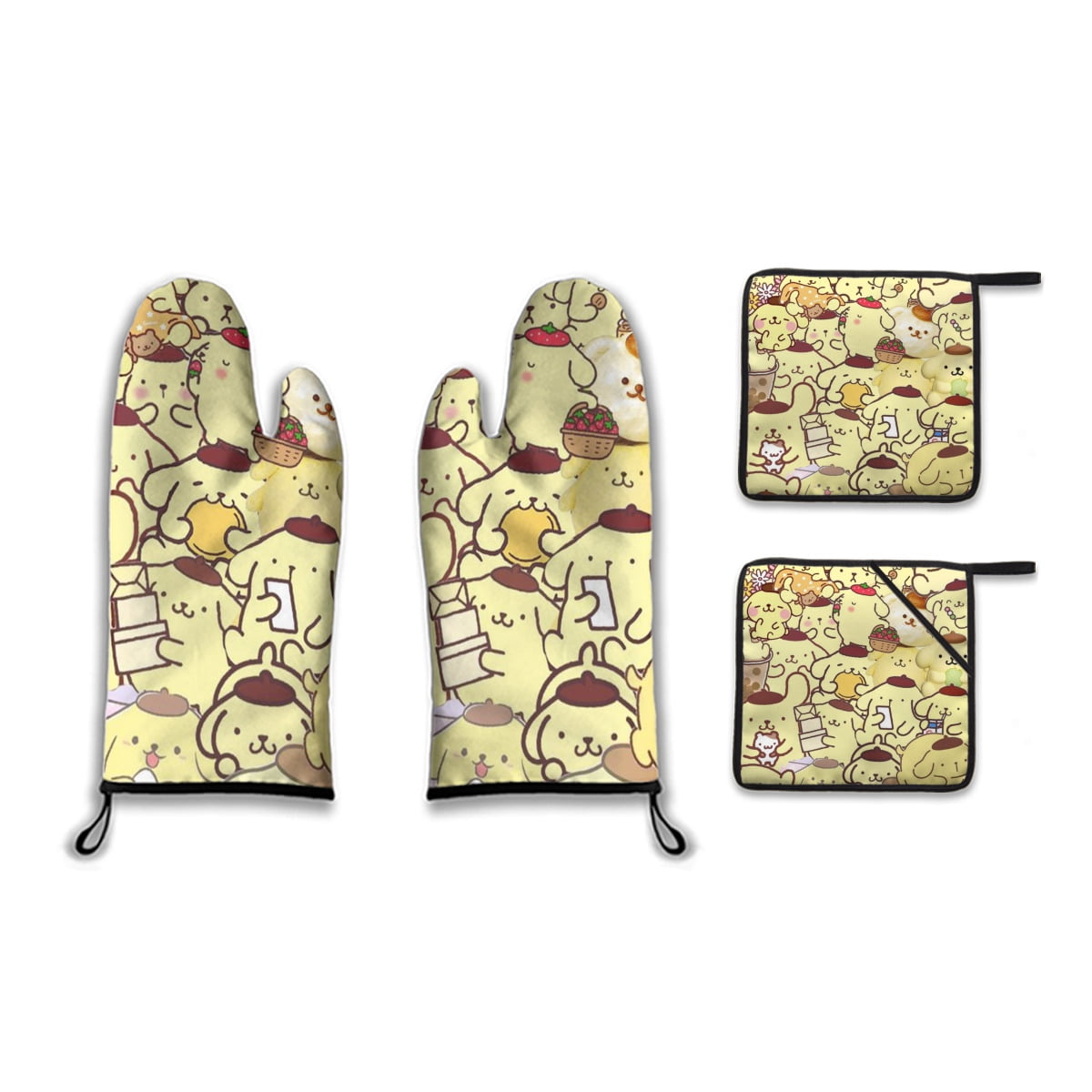 Sanrio Pompompurin Cartoon Oven Mitts and Pot Cover Pads Set Non-Slip ...