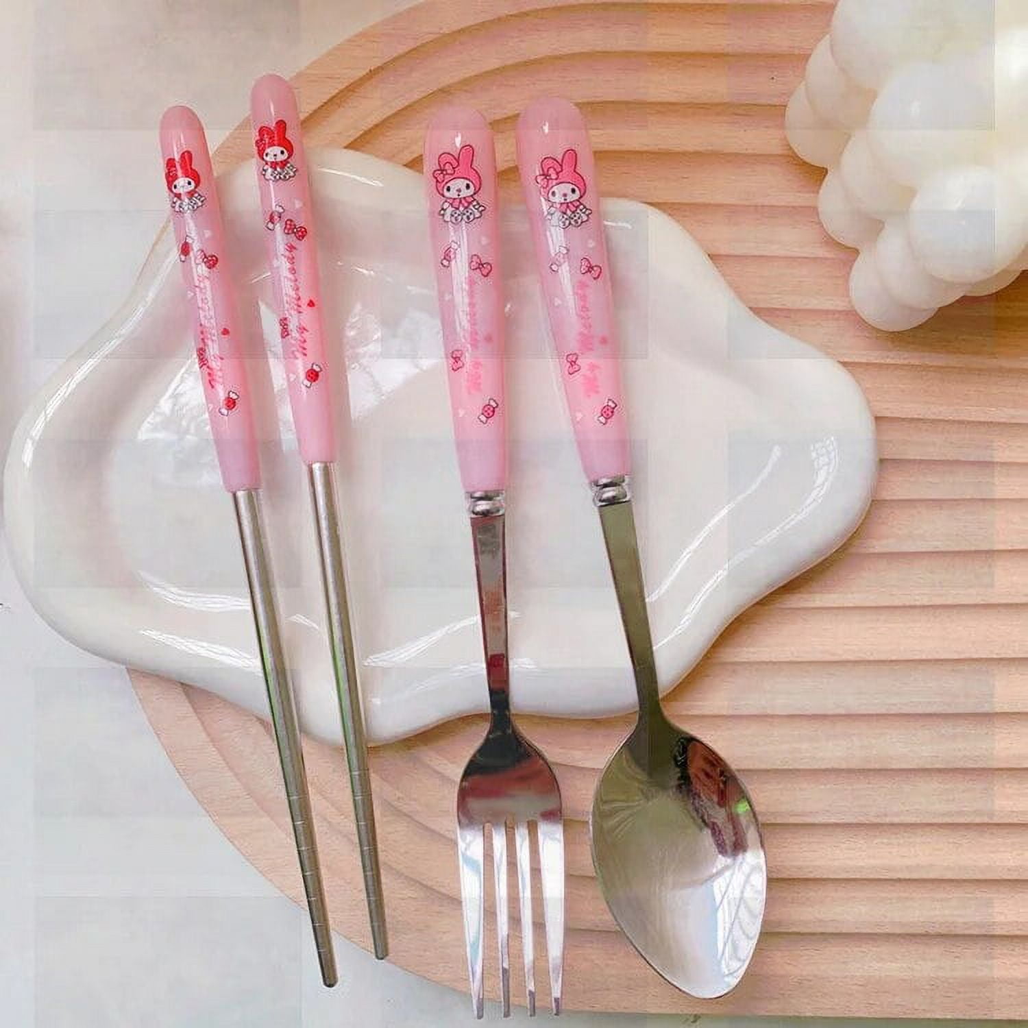 Sanrio Portable Cutlery Spoon Set Cinnamoroll Kuromi Hello Kitty Travel ...