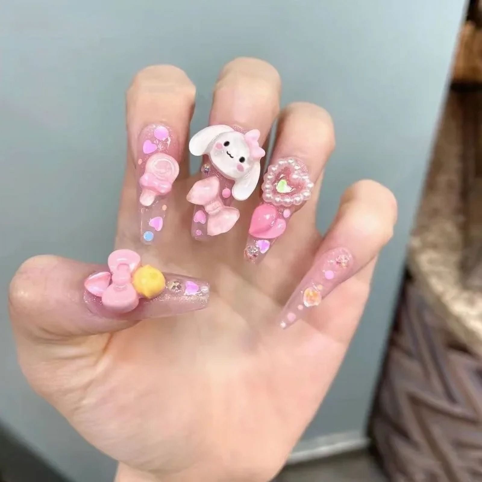 Sanrio Press-on Nails Hello Kitty Kuromi Cinnamoroll Pompom Purin Hand ...
