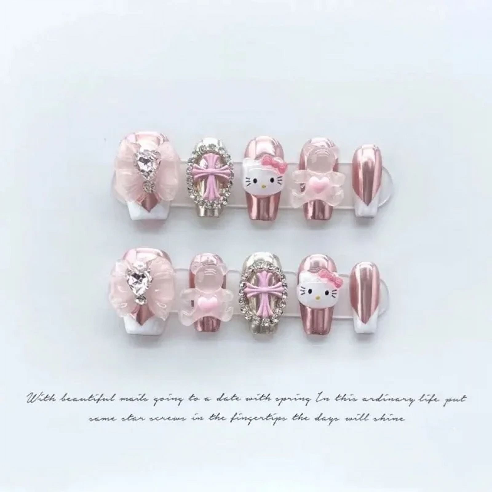 Sanrio Press-on Nails Hello Kitty Kuromi Cinnamoroll Pompom Purin Hand ...