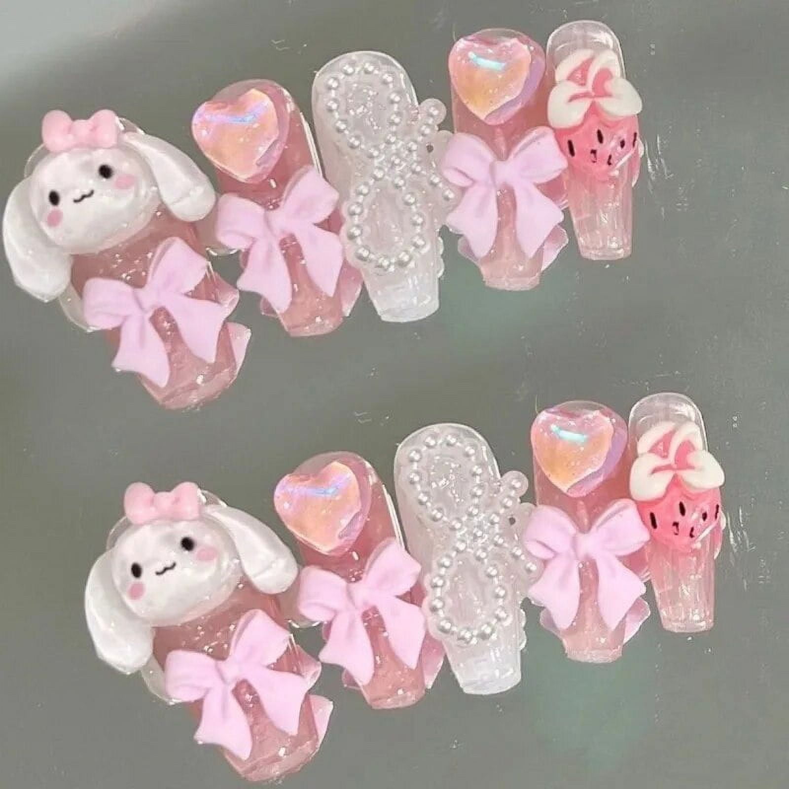 Sanrio Press-on Nails Hello Kitty Kuromi Mymelody Cinnamoroll Anime ...