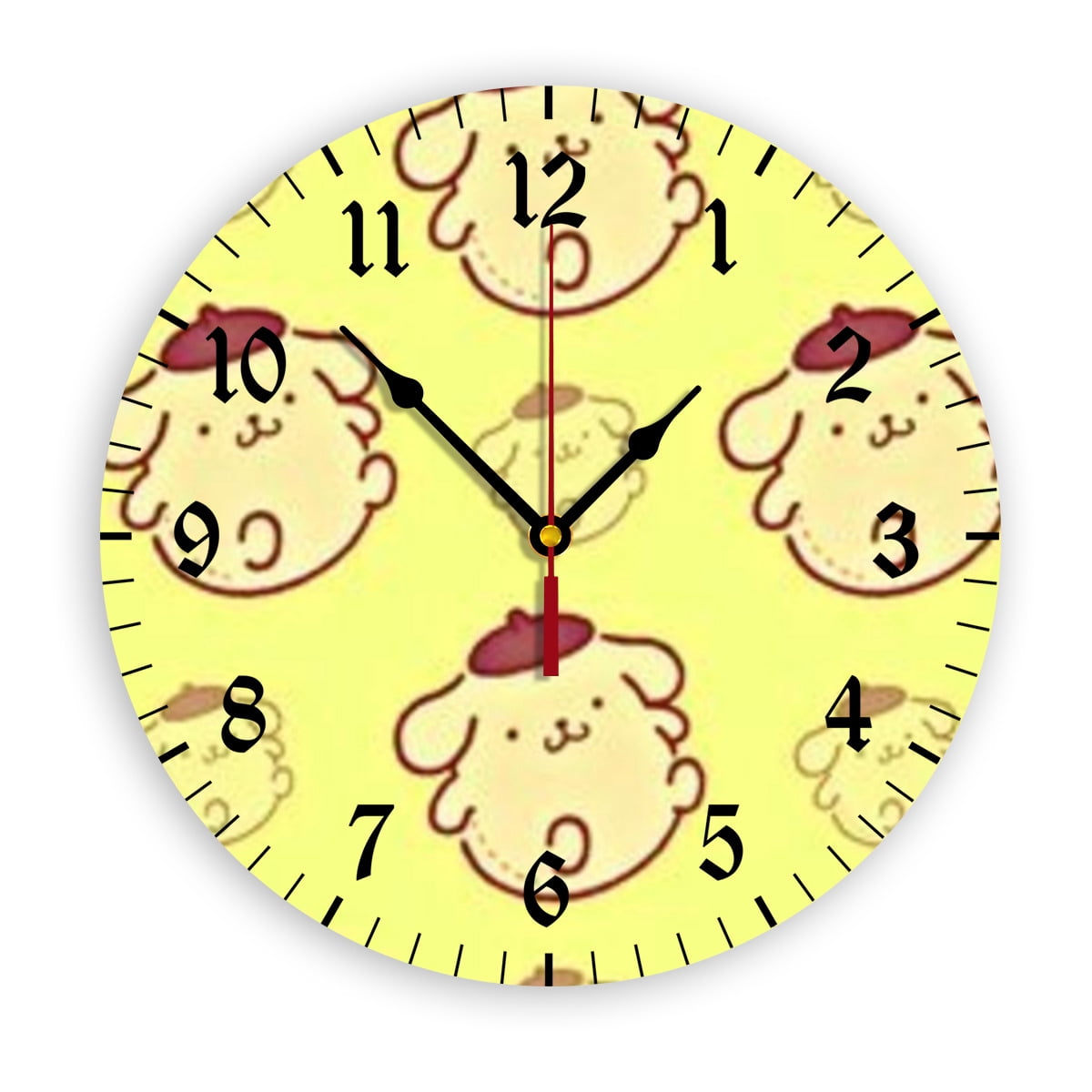 Sanrio Pudding Dog Cartoon Wall Clock with Clear Glass Dial Silent and ...