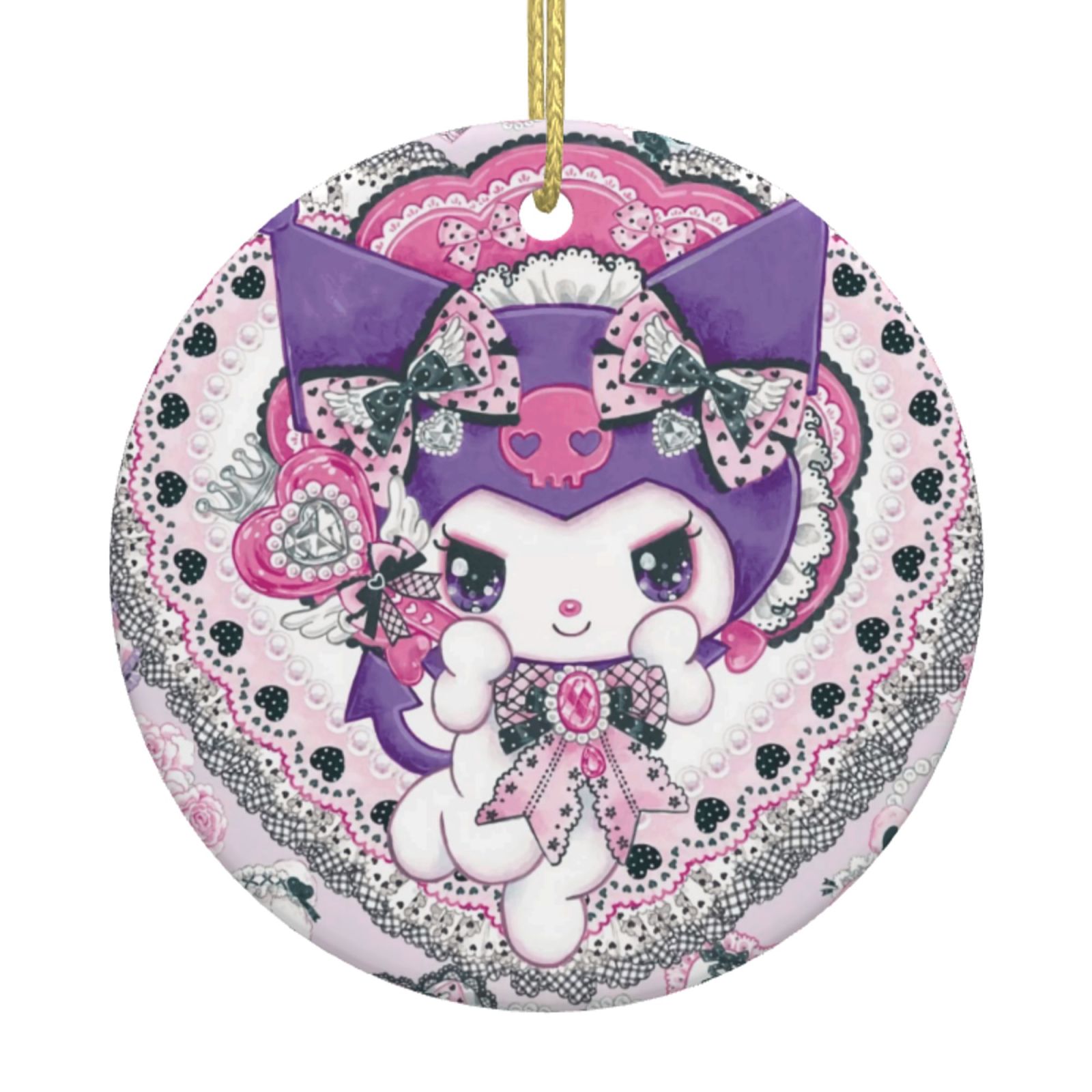 Sanrio-Purple Love Heart Kuromi Christmas Ornament,Farmhouse Christmas ...
