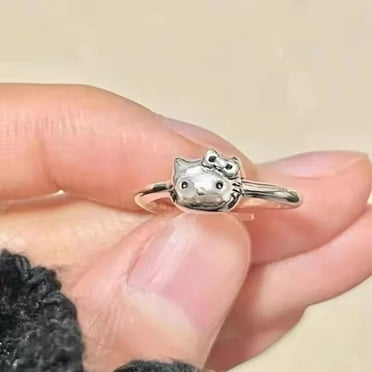 Sanrio Hello Kitty Silver Plated Crystal Ring- Hello Kitty Ring Size 5 ...