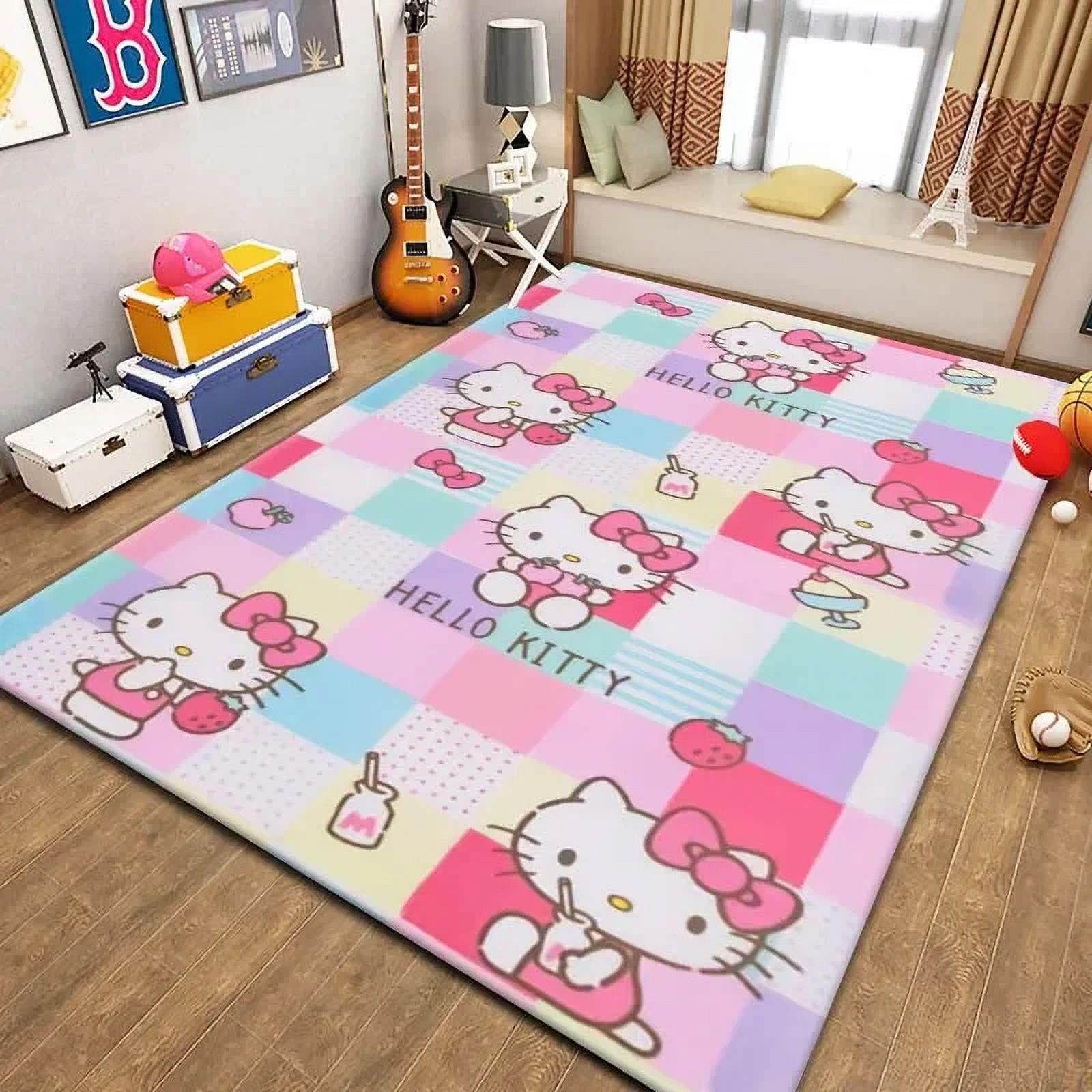 Sanrio Rugs for Playroom Cartoon Hello Kitty Pattern Area Mat Cute ...