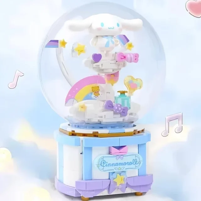 Sanrio Series Building Blocks Cinnamoroll Rotating Music Box Model ...