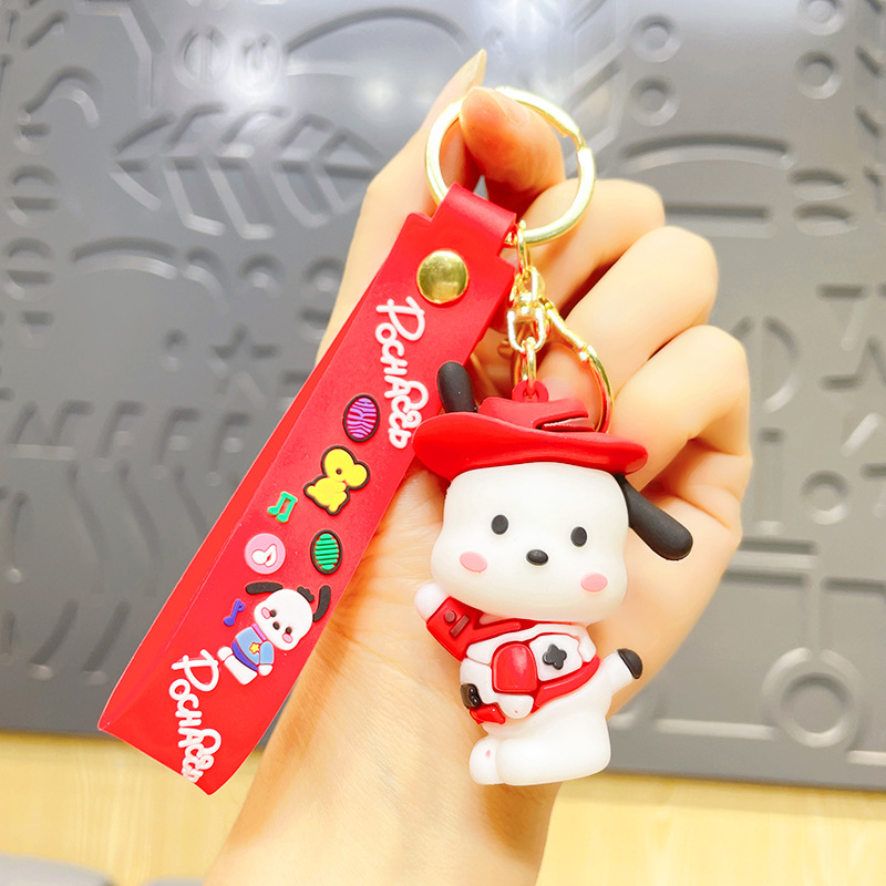 Sanrio Series Hello Kitty Key Chain Women 3D Purple Cartoon Kuromi ...