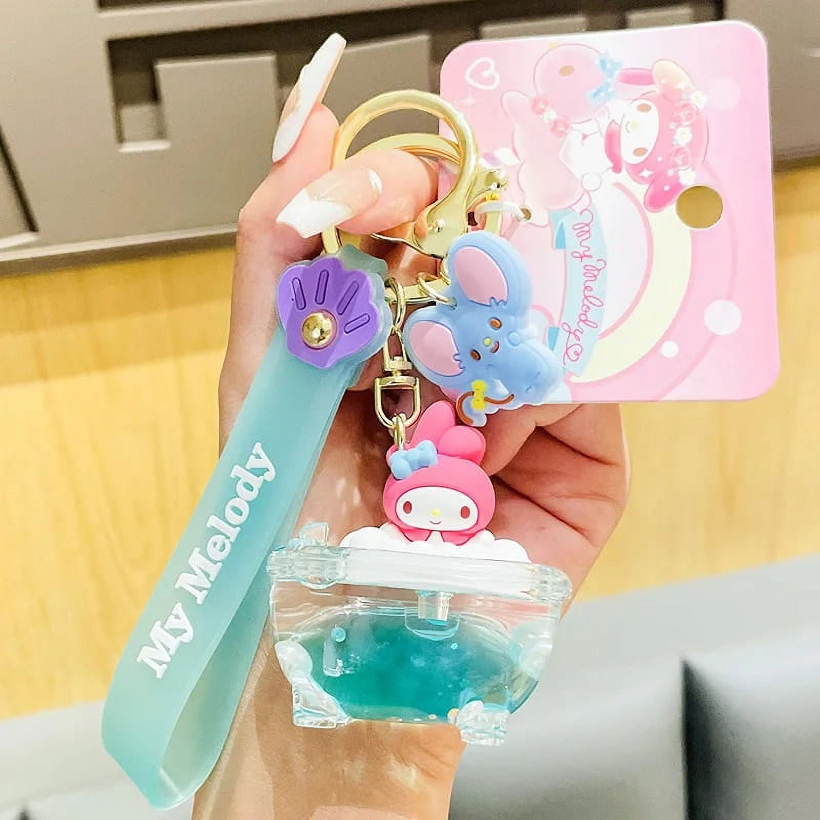 Sanrio Series Keychain Bubble Bath Oil Floating Hello Kitty My Melody Kuromi Cinnamoroll Doll ...