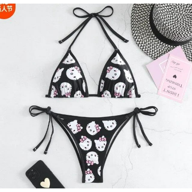 Sanrio Sexy Bikinis Hello Kitty Cartoon Anime Printing Beach Wear Surf