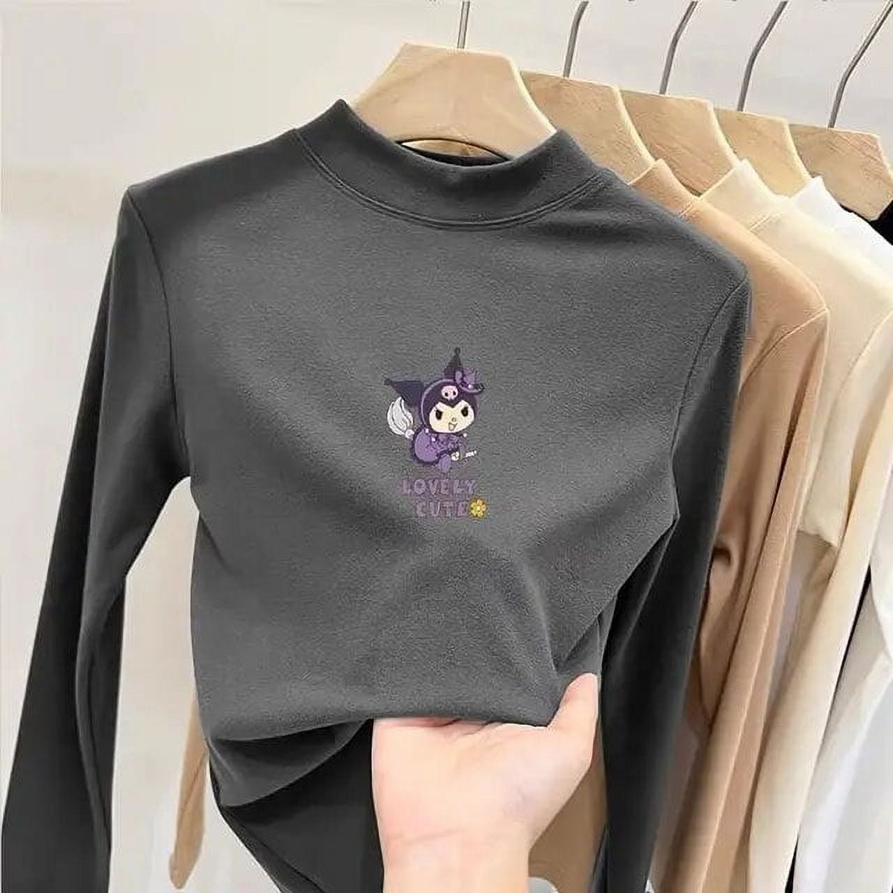 Sanrio Skull Kuromi Long Sleeve Tops American Academic Style Hotsweet ...