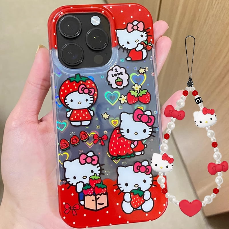Sanrio Strawberry Hello Kitty Phone Case For iPhone 16 15 14 13 Pro Max ... Sanrio Strawberry Hello Kitty Phone Case For iPhone 16 15 14 13 Pro Max ...