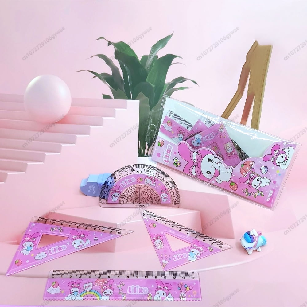 Sanrio Student Ruler 4 Piece Set Hello Kitty My Melody Kuromi Cartoon ...