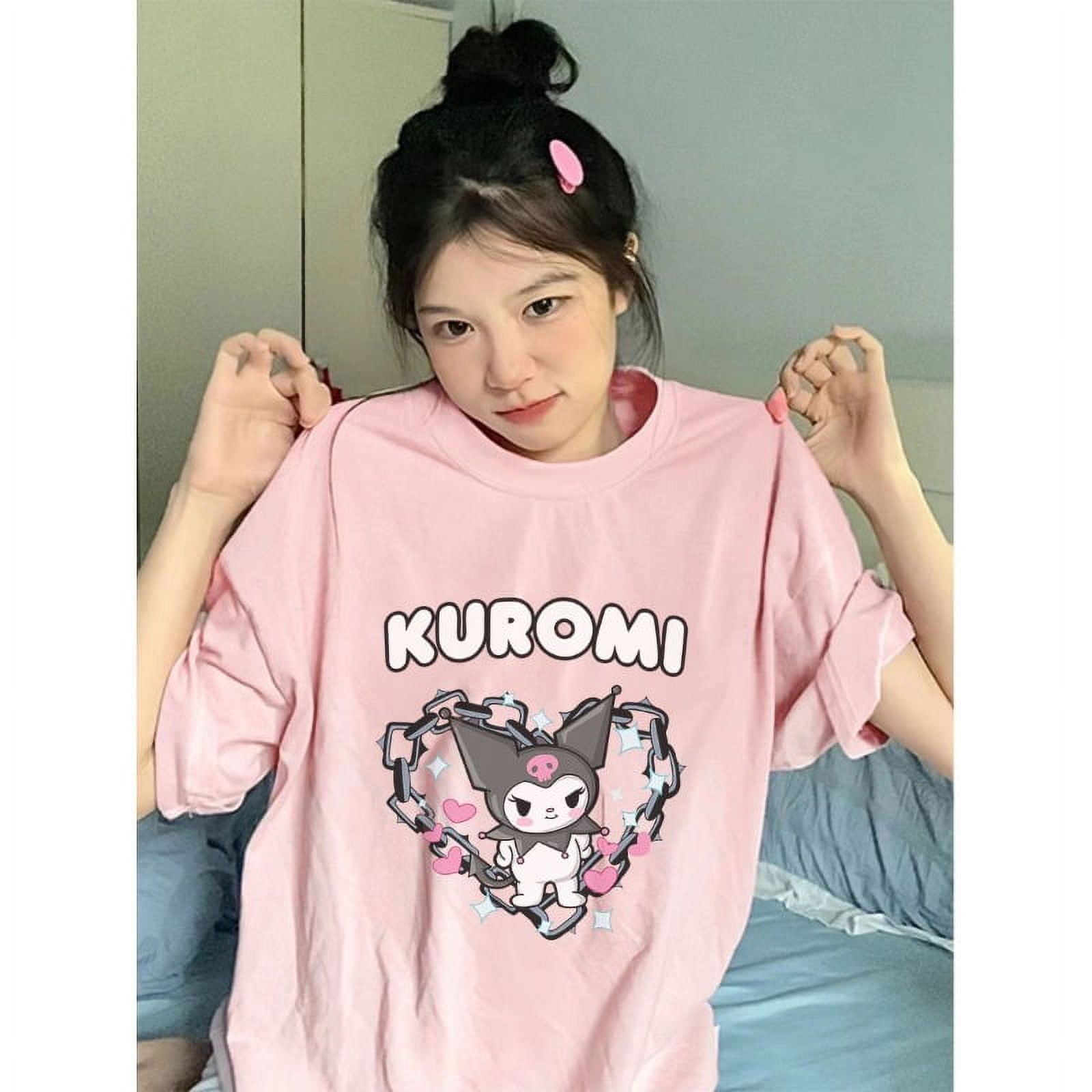 Sanrio Summer Cartoon Oversized T Shirt Preppy Style Cute Kuromi ...