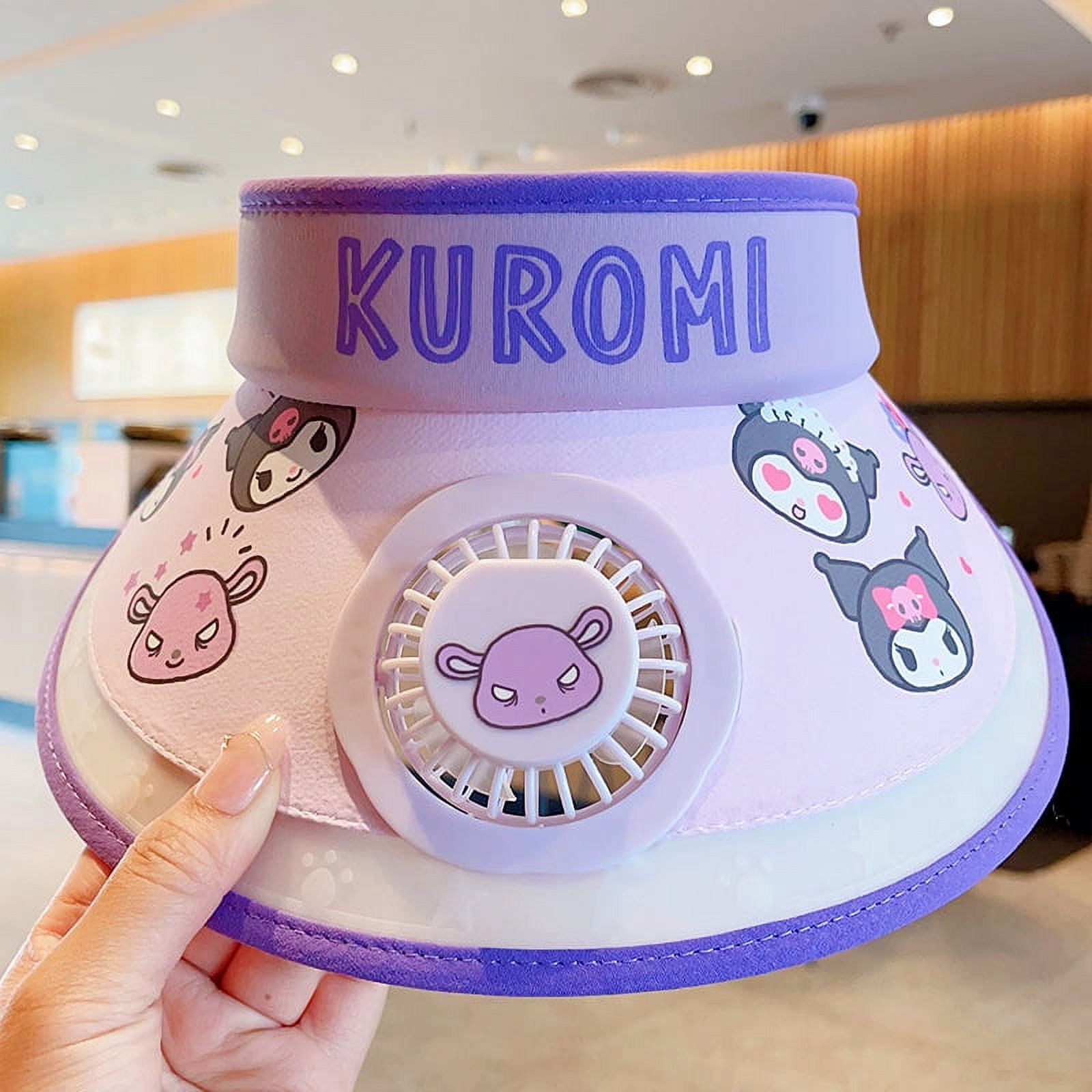 Sanrio Sun Hats Kuromi Rechargeable Fan Cartoon Cute Kawaii Summer ...