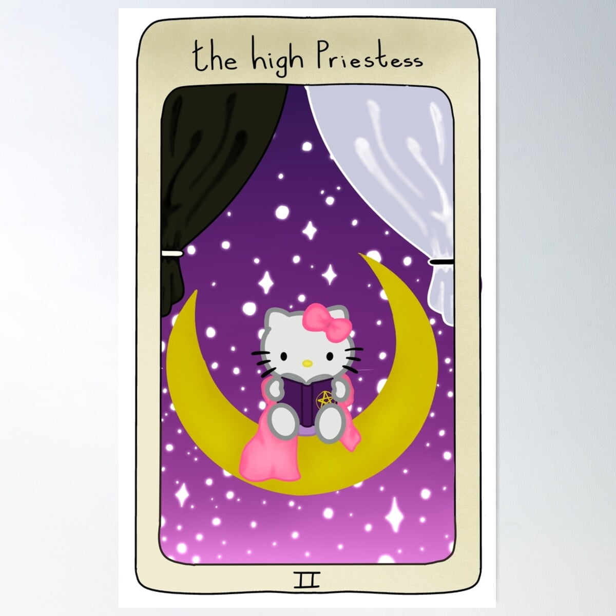 Sanrio Tarot “The High Priestess” Hello Kitty Poster Wall Art, Modern ...