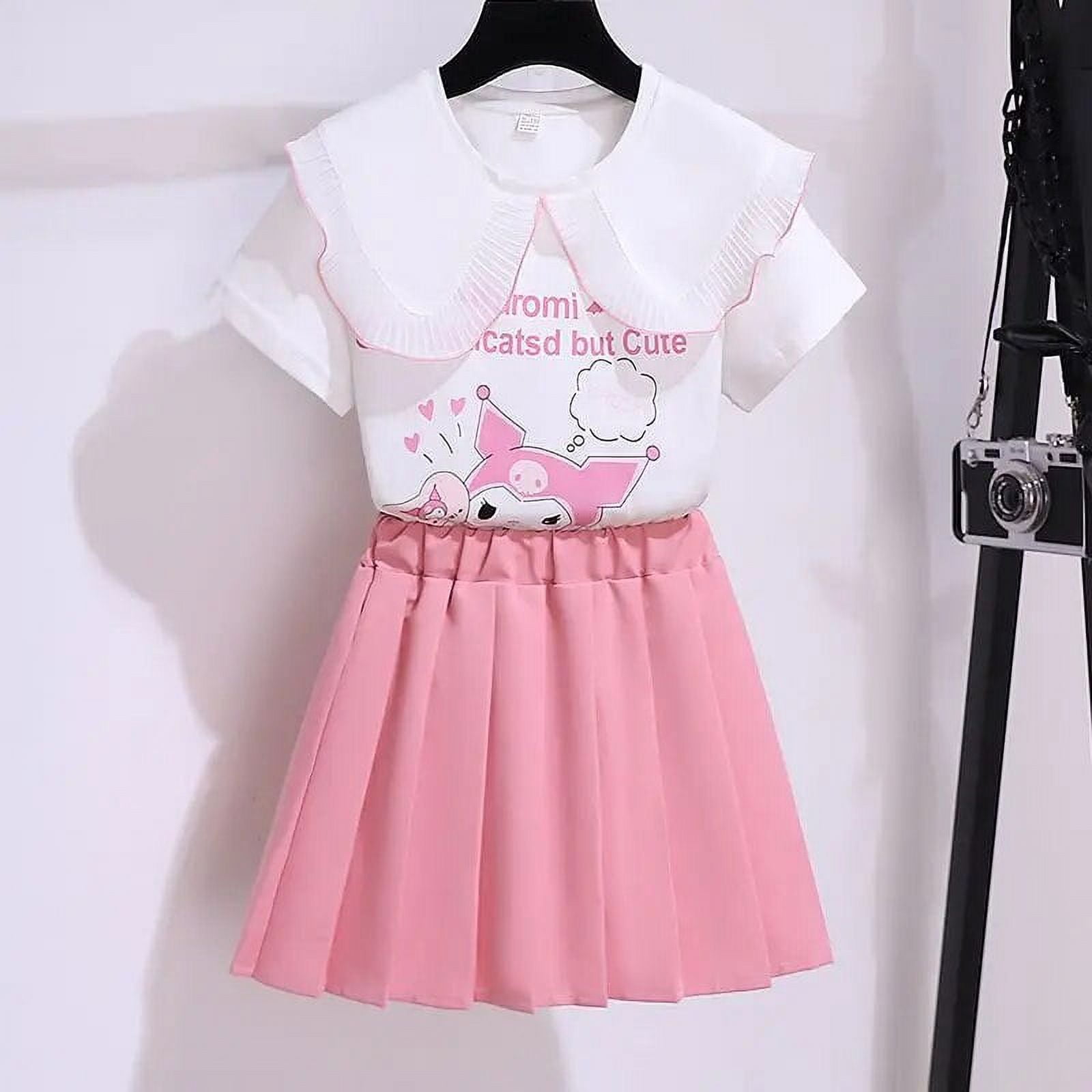 Sanrio Teenagers Girls Clothes Sets 2024 Summer Kuromi Cartoon Short ...
