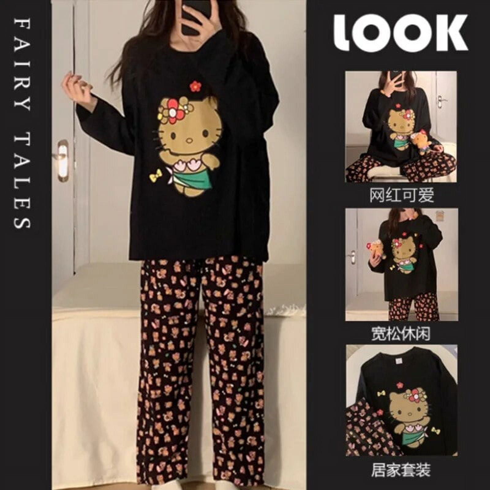 Sanrio Two Piece Pajamas Kawaii Hello Kitty Cosplay Clothes Kuromi ...