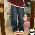 Sanrio Women Hello Kitty Y2k Cargo Pants Denim Streetwear High Waist