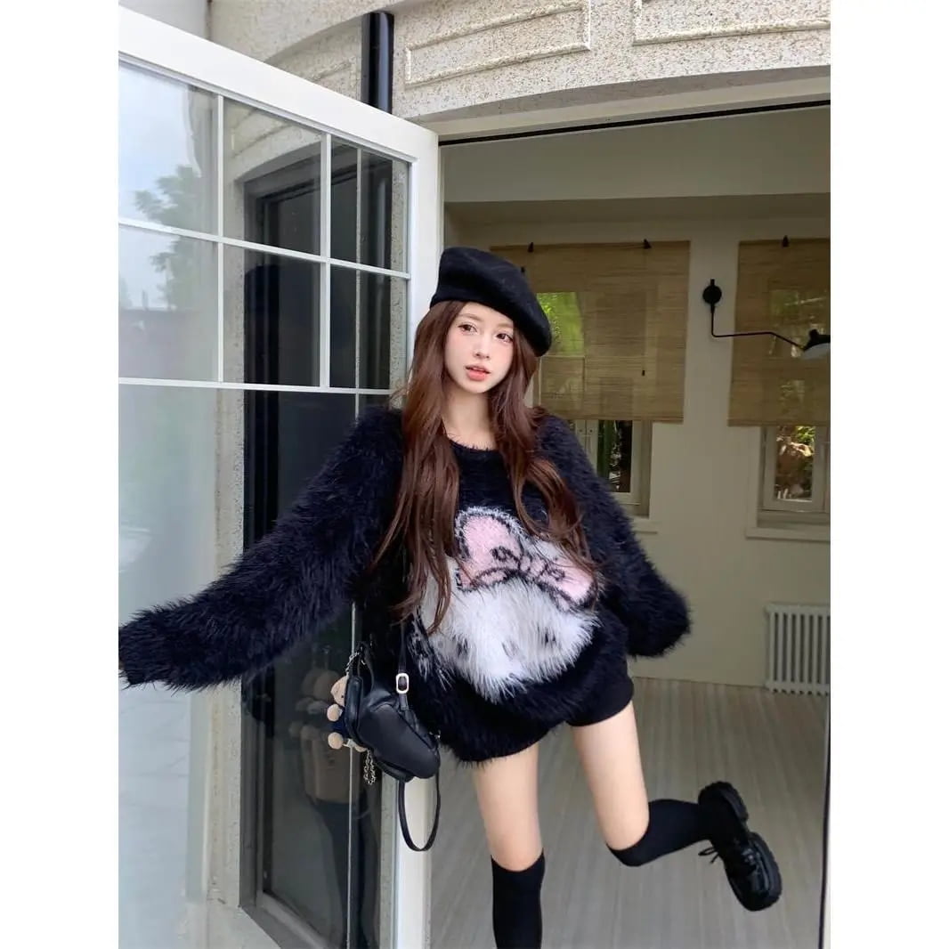 Sanrio Women's Knitted Sweater Hello Kitty Hot Girl Clothing Line Plush ...