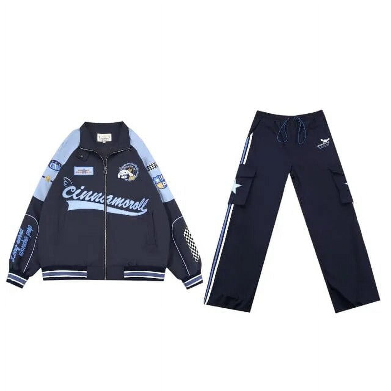 Sanrio Y2k Cinnamoroll Racer Jacket Kawaii Kuromi Biker Jacket Pants ...