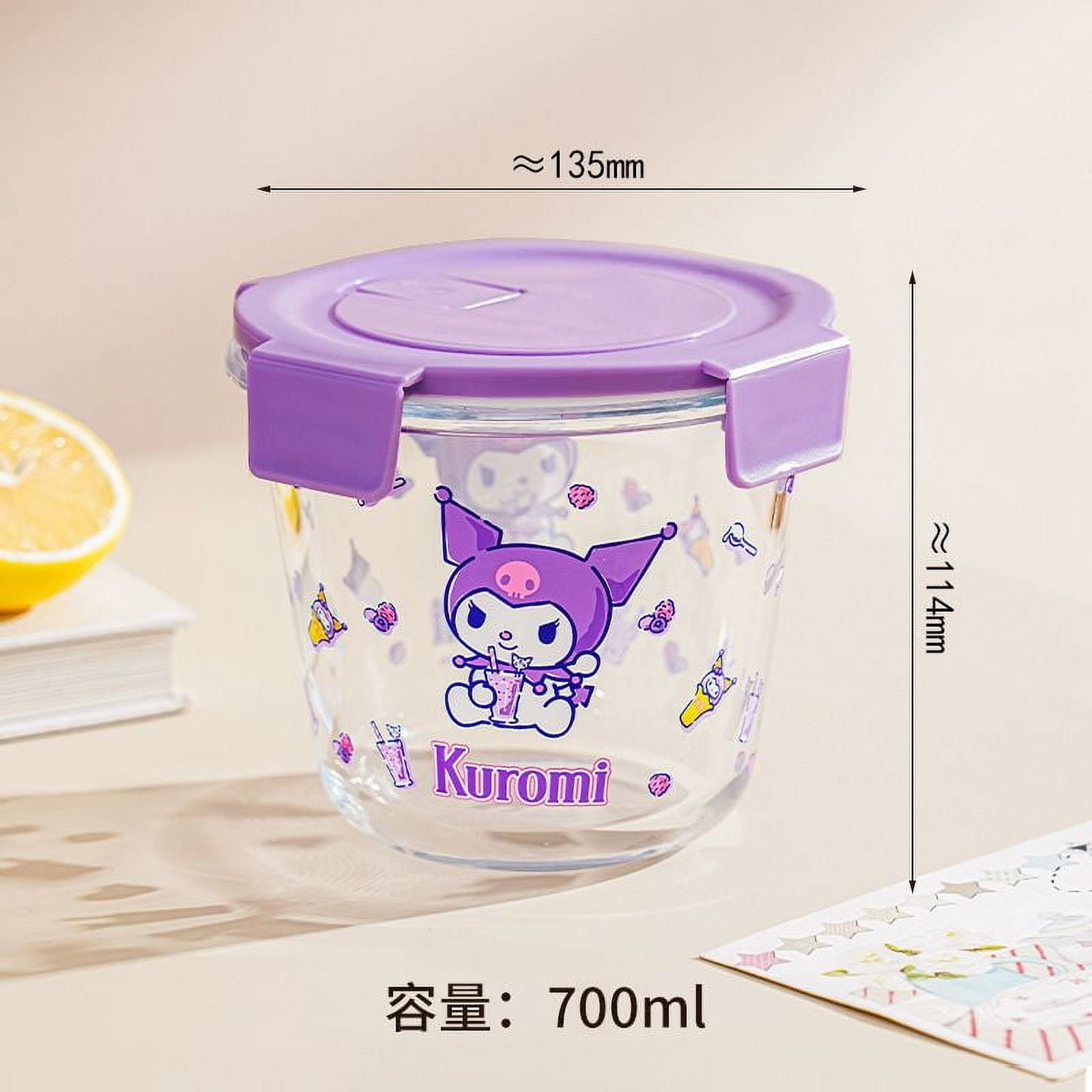 Sanrio cartoon kuromi Hello kitty Cinnamoroll anime glass lunch box ...