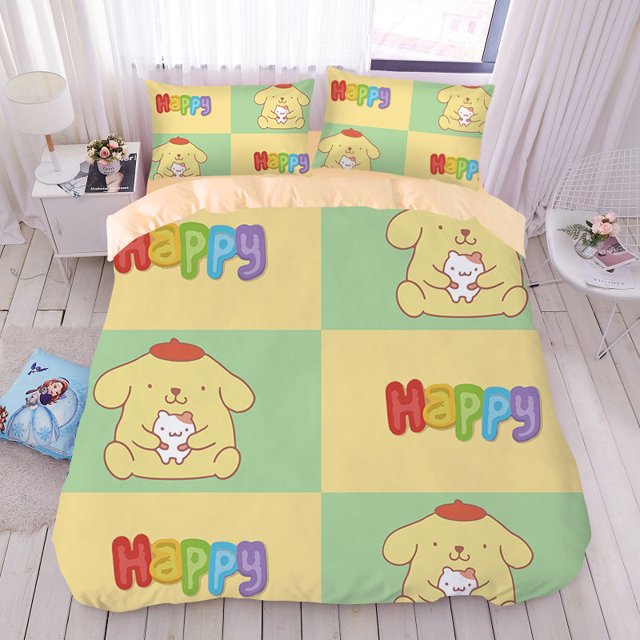 Sanrio cartoon pompompurin cotton four-piece set children's cute bed ...